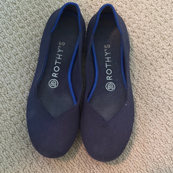 Rothy's | Shoes | Rothys Blue Ballet Flats With Elastic Trim | Poshmark